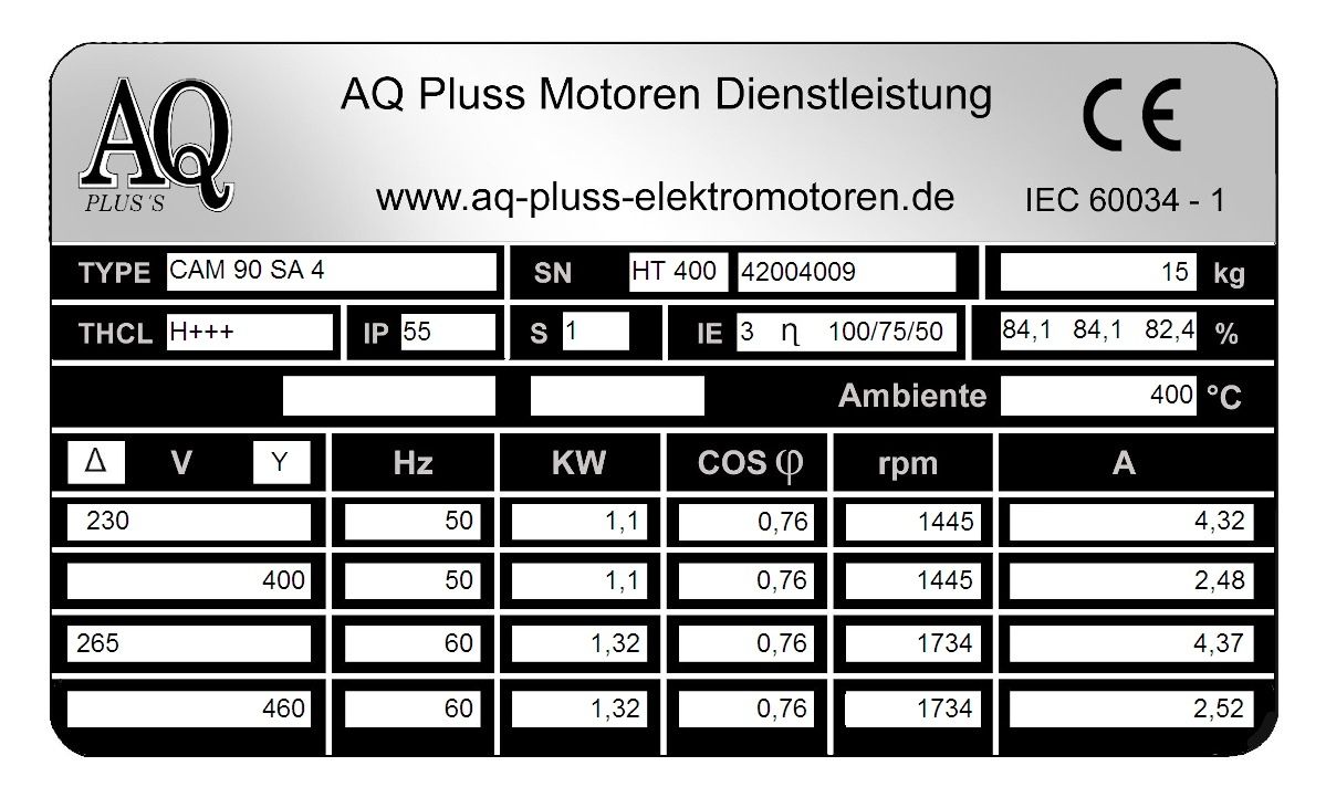 elektromotorenapp - Elektromotor 1,1 KW 4 polig B5 Flanschmotor HTM 400 ...